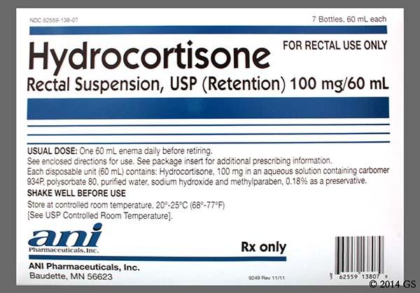Hydrocortisone Rectal Suspension, USP (Retention) 100 Mg 60, 53% OFF